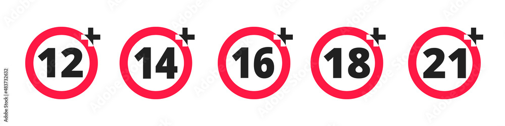 Adults content only age restriction 12, 14, 16, 18, 21 plus years old ...