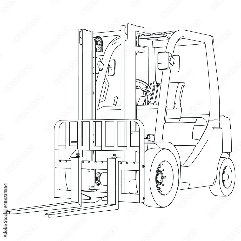 Forklift outline vector illustration. Hydraulic machinery image ...