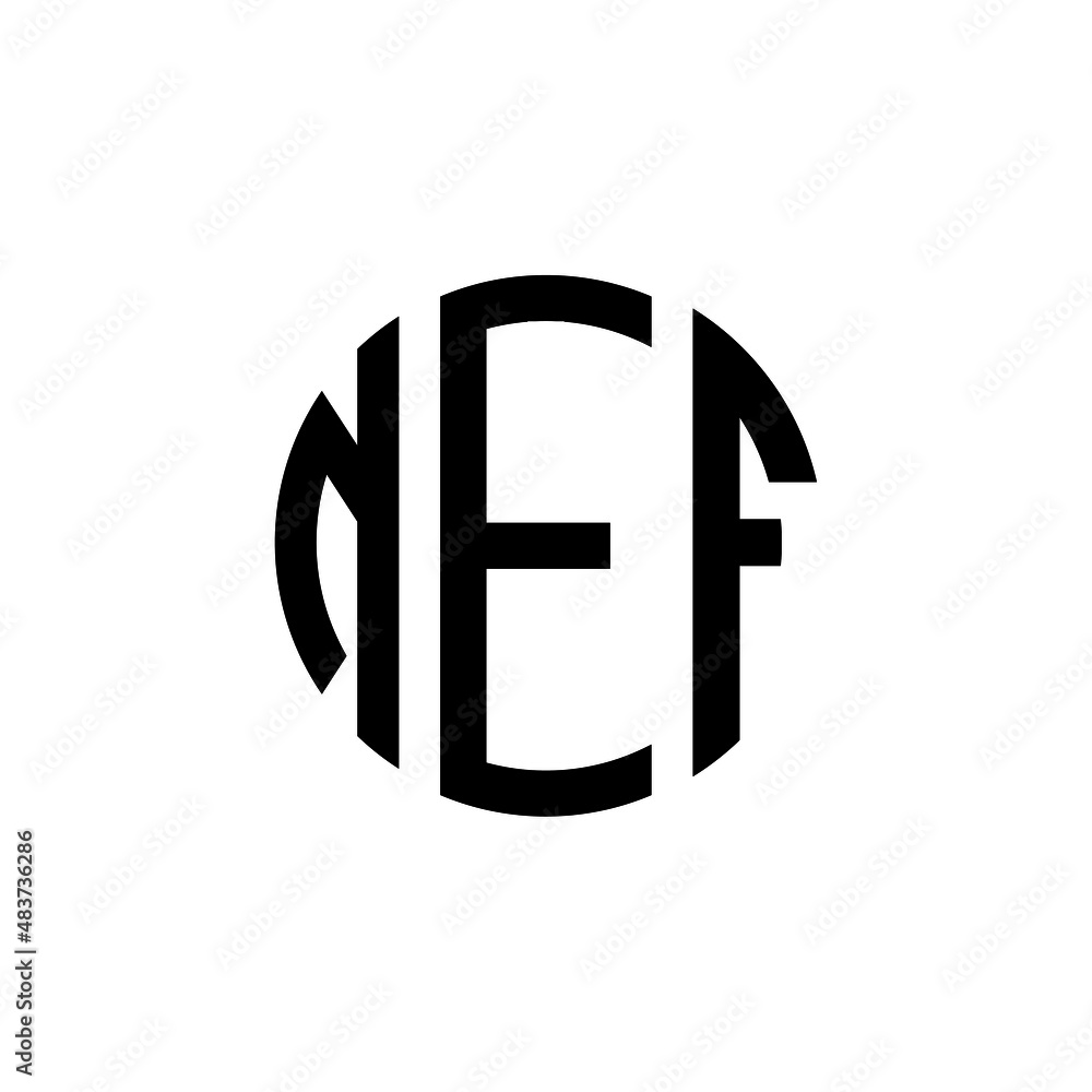 NEF letter logo design. NEF modern letter logo with black background ...