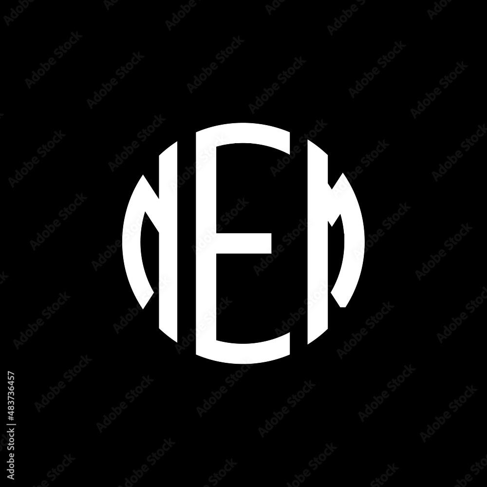 NEM letter logo design. NEM modern letter logo with black background ...
