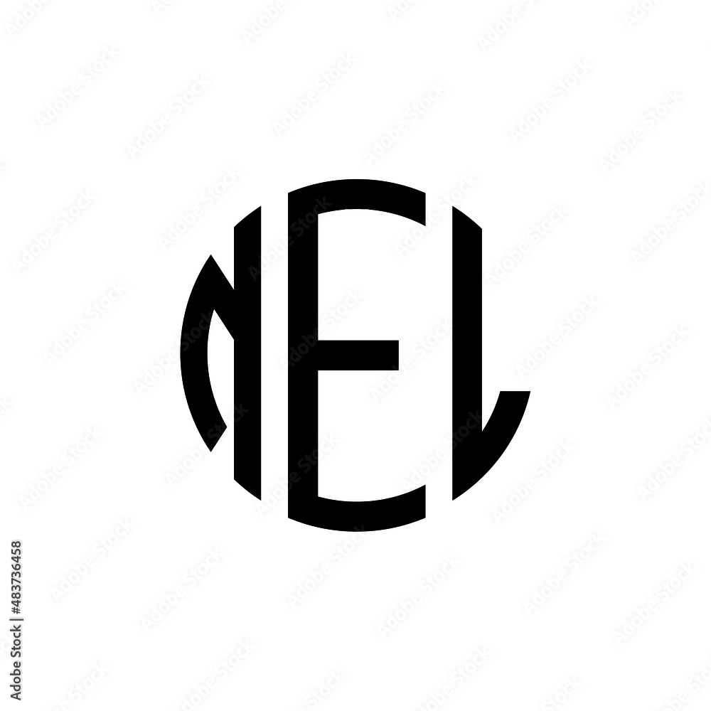 NEL letter logo design. NEL modern letter logo with black background ...