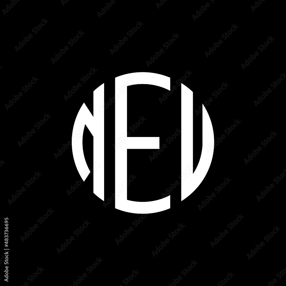 NEV letter logo design. NEV modern letter logo with black background ...