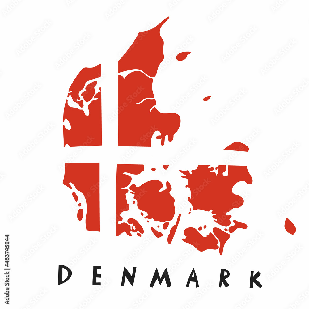 Vector hand drawn stylized map of Denmark. Travel illustration. Kingdom ...