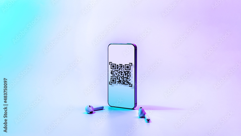 Pay qr code. Mobile smartphone screen for payment, online pay, scan ...