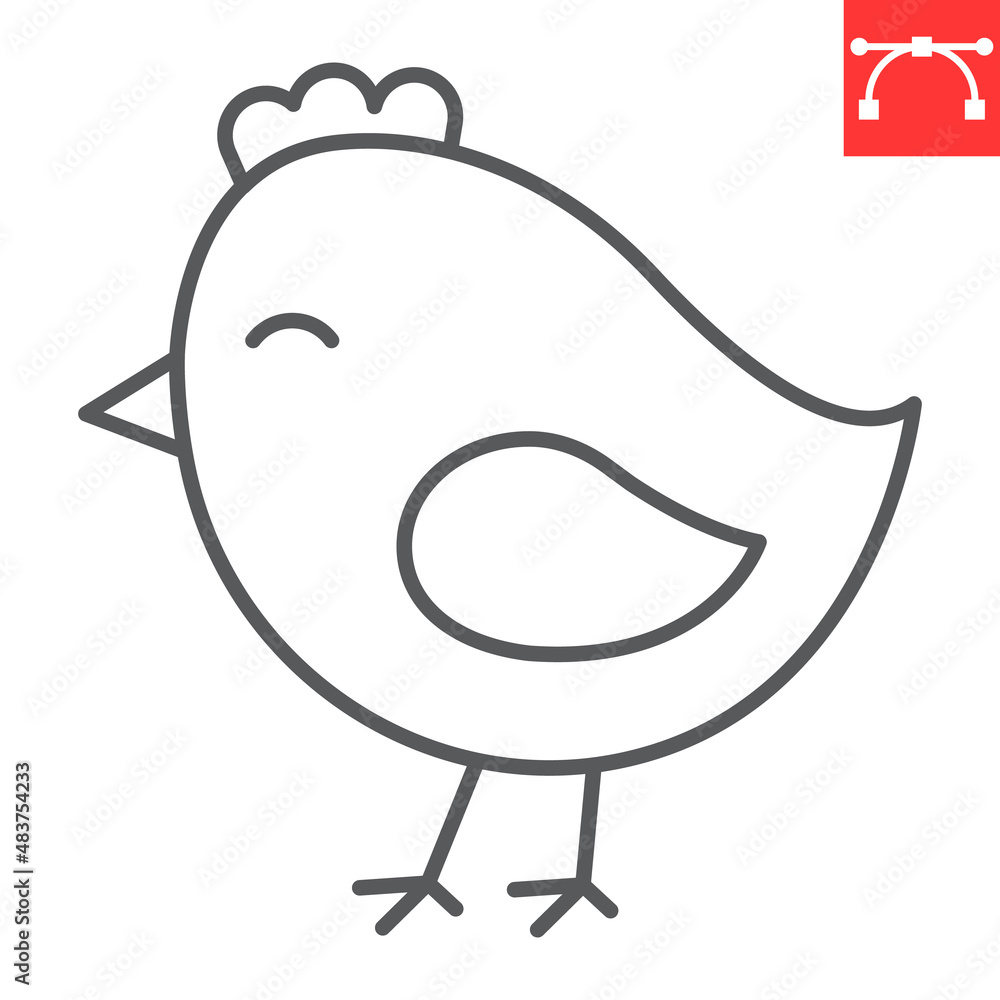 Chick line icon, farm and easter, baby chick vector icon, vector ...