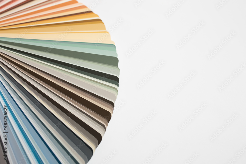Paper color sample palette catalogue for paints on white background ...