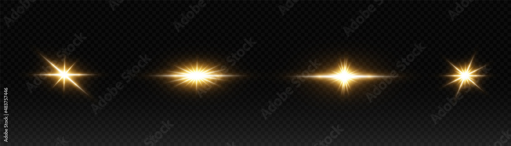 Shining light effects isolated on transparent background, glare, lines ...