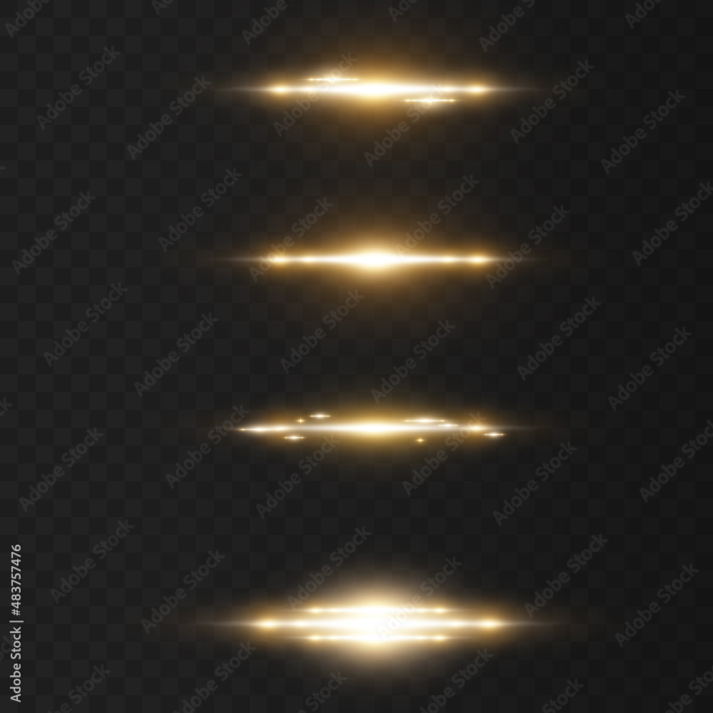 Shining light effects isolated on transparent background, glare, lines ...