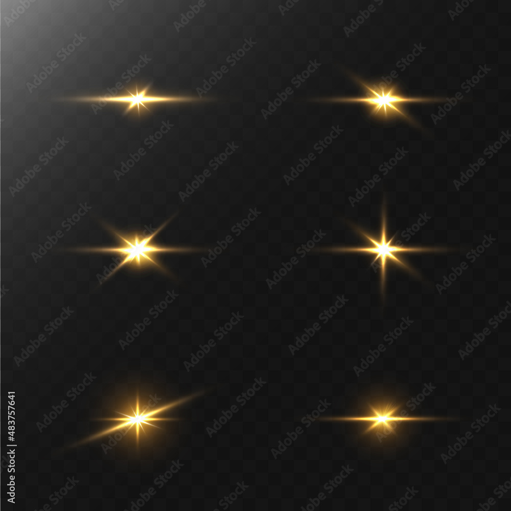 Shining light effects isolated on transparent background, glare, lines ...