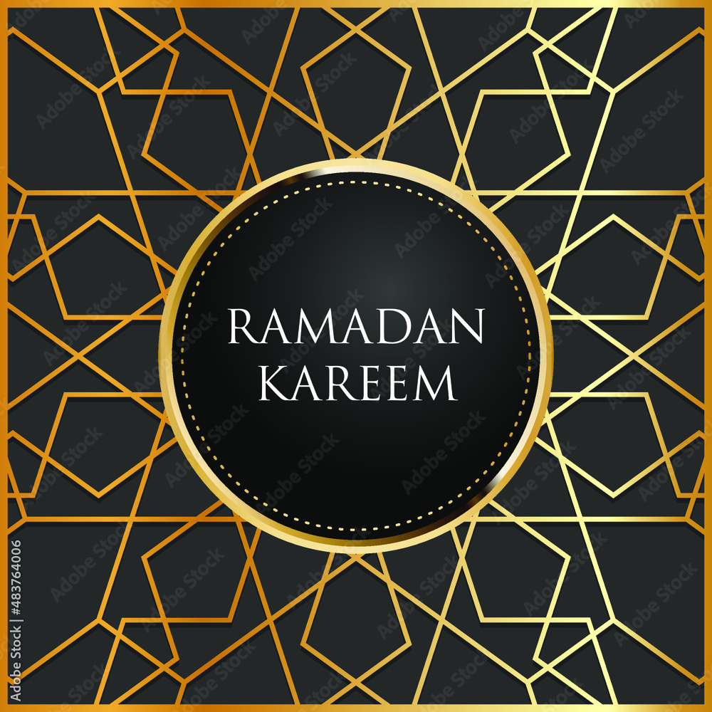 Luxury black background with gold islamic ornament Stock Vector | Adobe ...