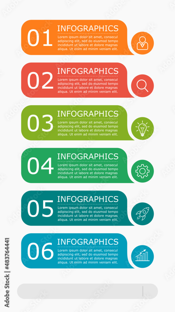 Business infographic Vector with 6 steps. Used for presentation ...