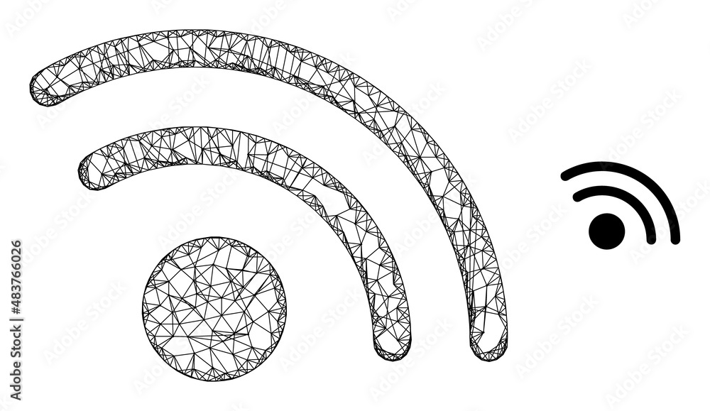Vector net Wi-Fi access point icon. Crossed carcass flat net geometric ...