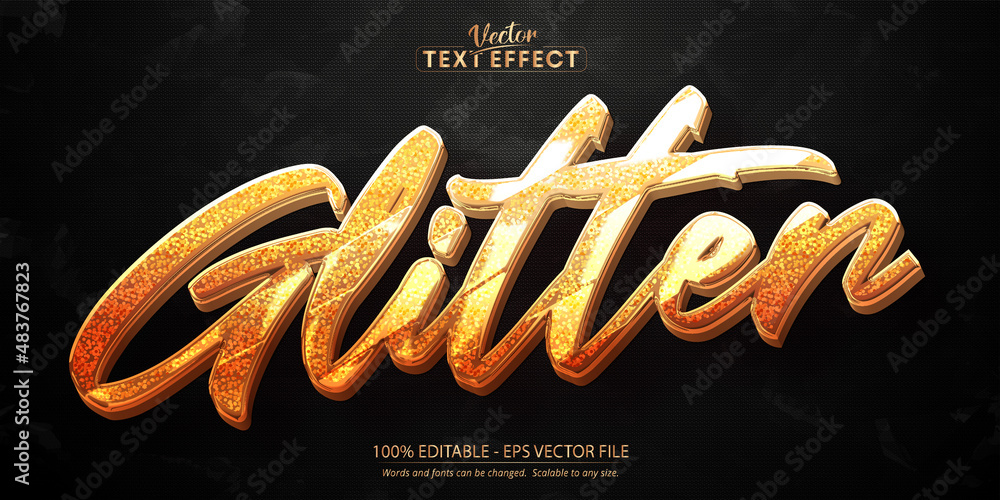 Gold text effect, editable shiny gold sparkle text style, glitter text ...