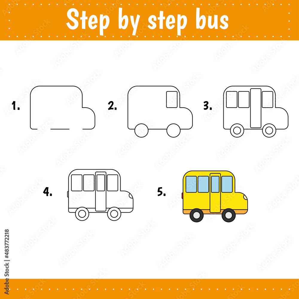 How To Draw A Bus Step By Step For Kids