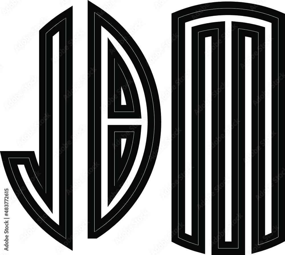 Title: JBM Letter logo design with a circular shape vector in ...