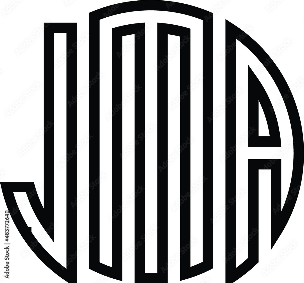 Title: JMA Letter logo design with a circular shape vector in ...