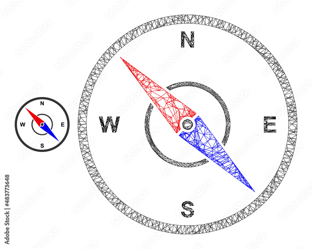 Vector net compass icon. Crossed frame 2d net geometric image based on ...