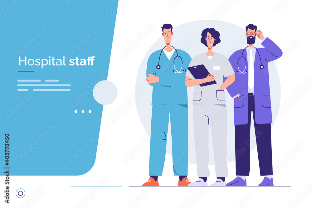 Vector outline illustration of a medical personnel, health workers ...