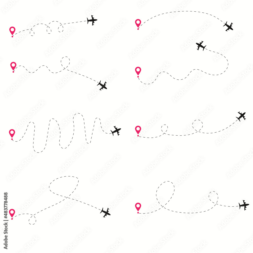 Airplane routes. Travel vector icon. Stock Vector | Adobe Stock