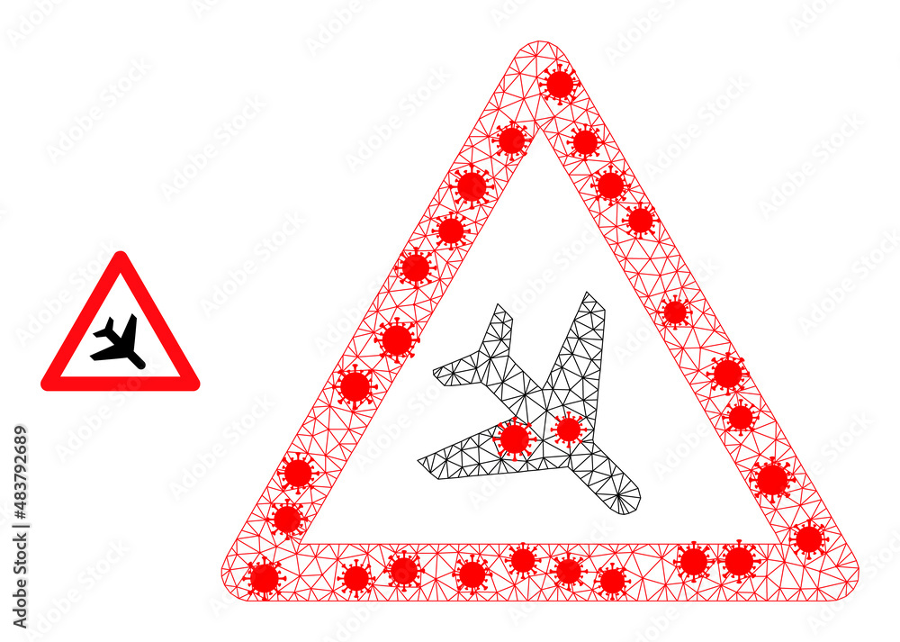 Mesh airplane warning in infection style. Mesh wireframe airplane ...