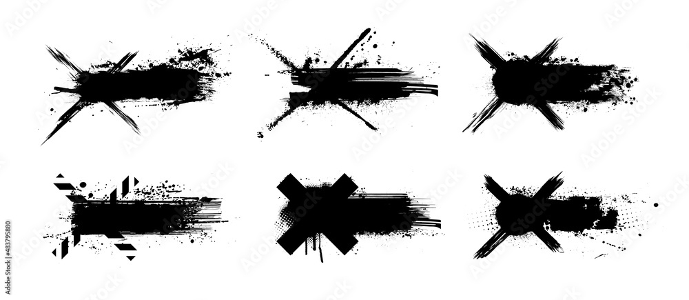 Dirty paint Callouts titles in grunge style. Callouts bar label Ink ...