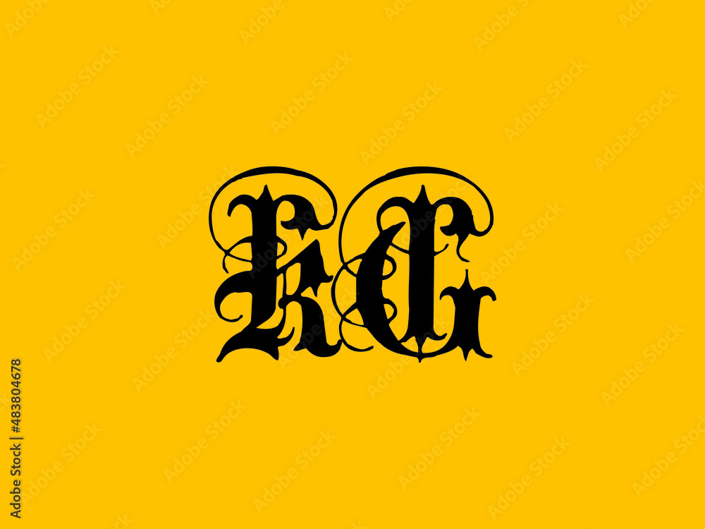 Initial KG Calligraphy Logo and Simple KG letter vector for brand Stock ...