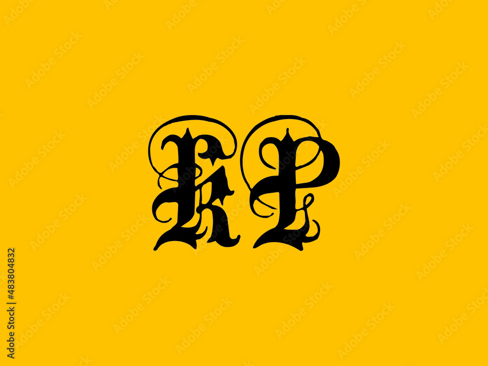 Initial KP Calligraphy Logo and Simple KP letter vector for brand Stock ...