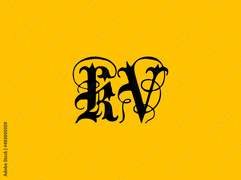 Initial KV Calligraphy Logo and Simple KV letter vector for brand Stock ...