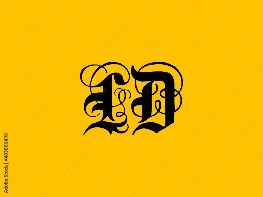 Initial Letter LD calligraphy logo design, monogram LD logo emblem ...