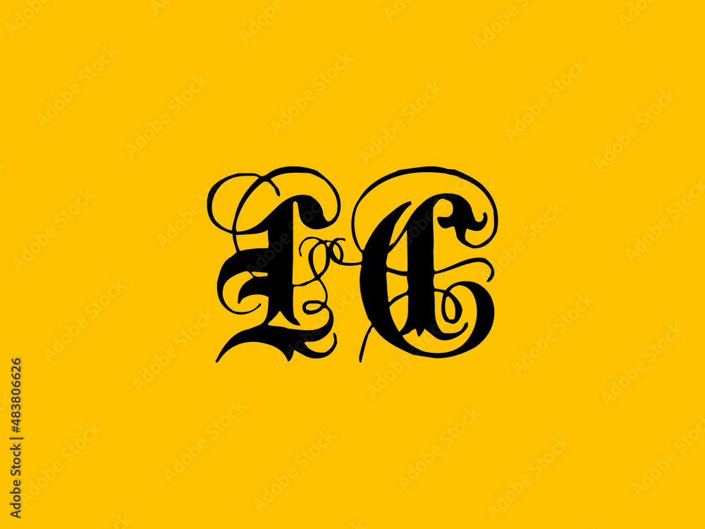 Initial Letter LC calligraphy logo design, monogram LC logo emblem ...