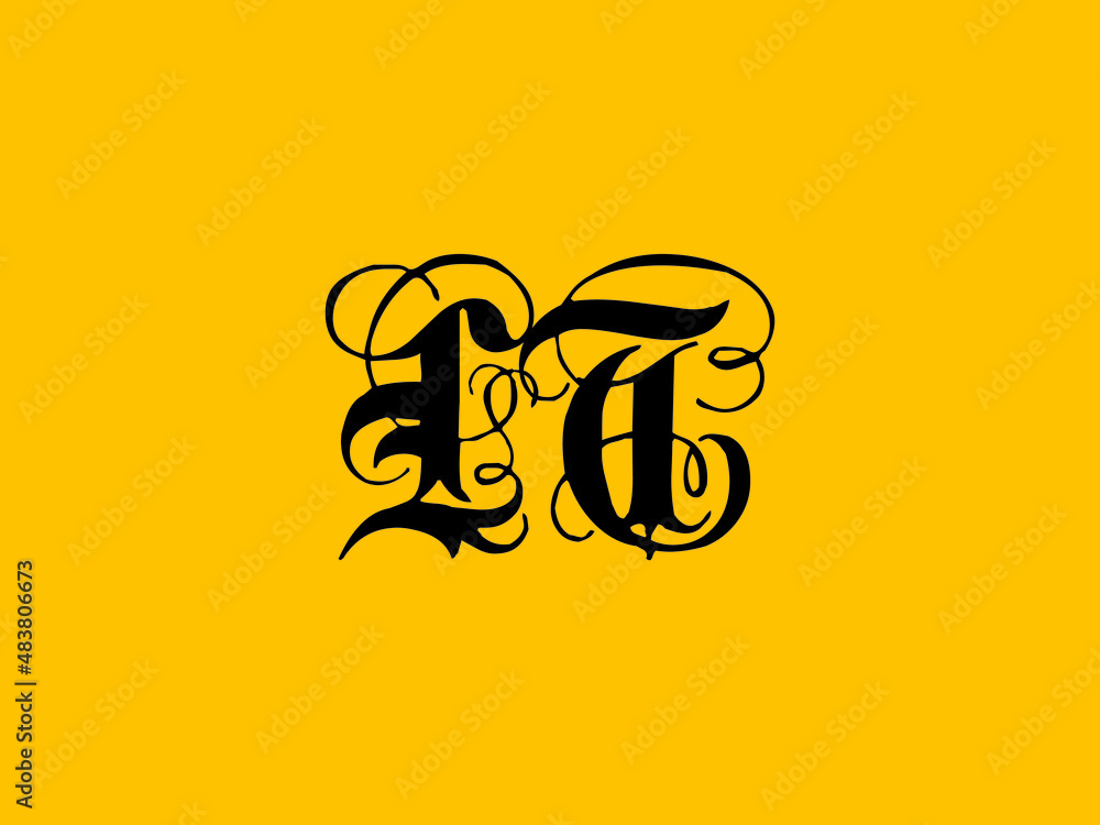 Initial Letter LT calligraphy logo design, monogram LT logo emblem ...