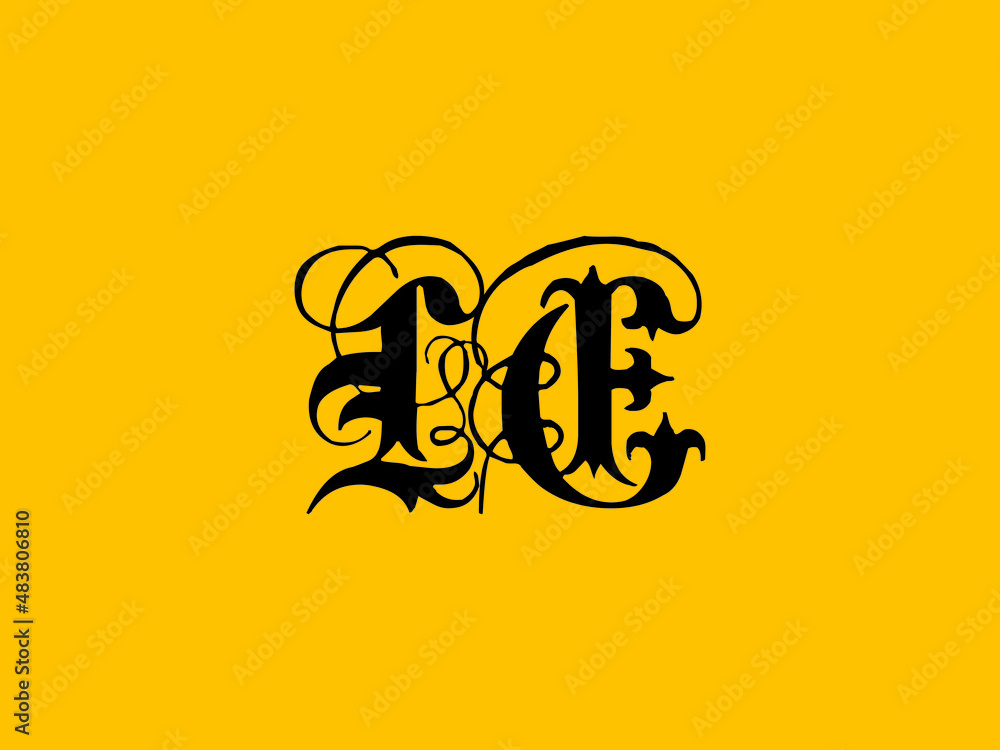 Initial Letter LE calligraphy logo design, monogram LE logo emblem ...