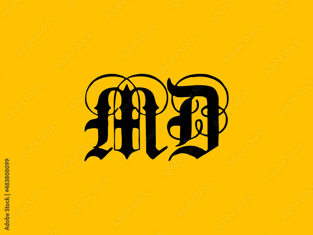 New Calligraphy MD Logo, splash MD letter logo icon vector stock Stock ...