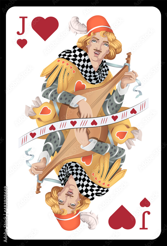 Jack of Hearts playing card - Colorful original design. Stock Vector ...