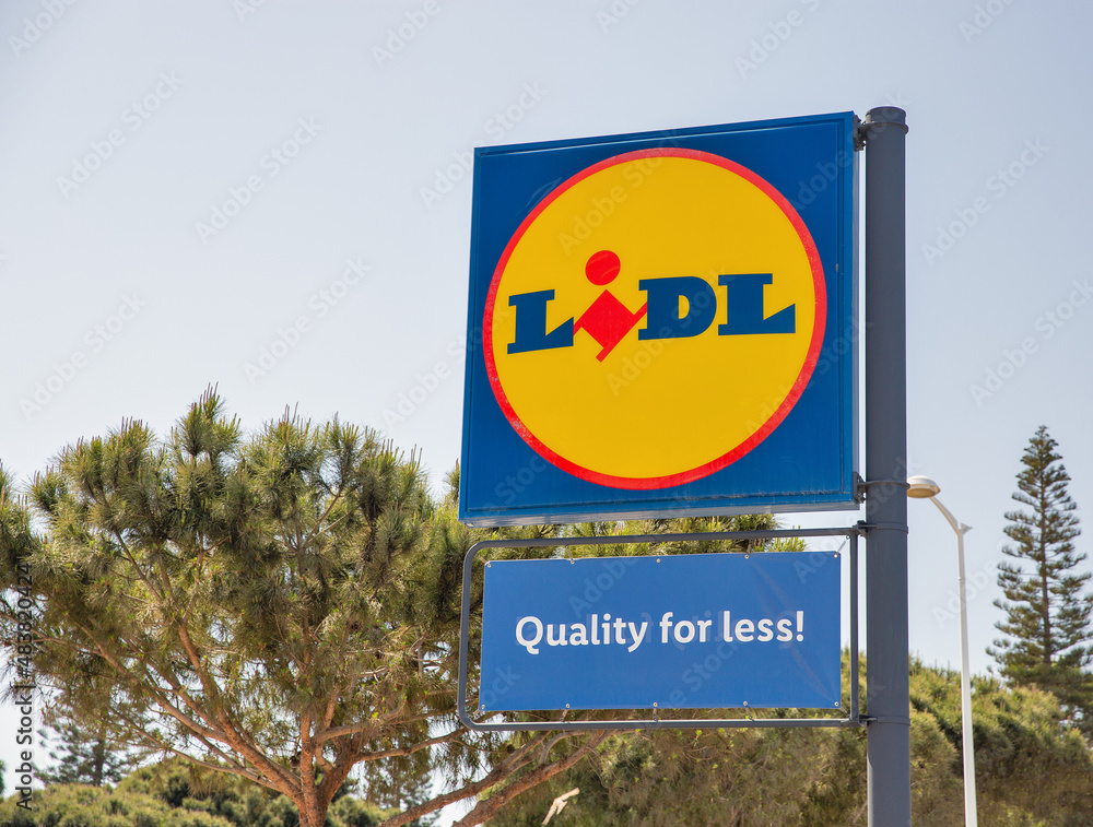 Lidl supermarket logo in Protaras, Cyprus Stock Photo | Adobe Stock