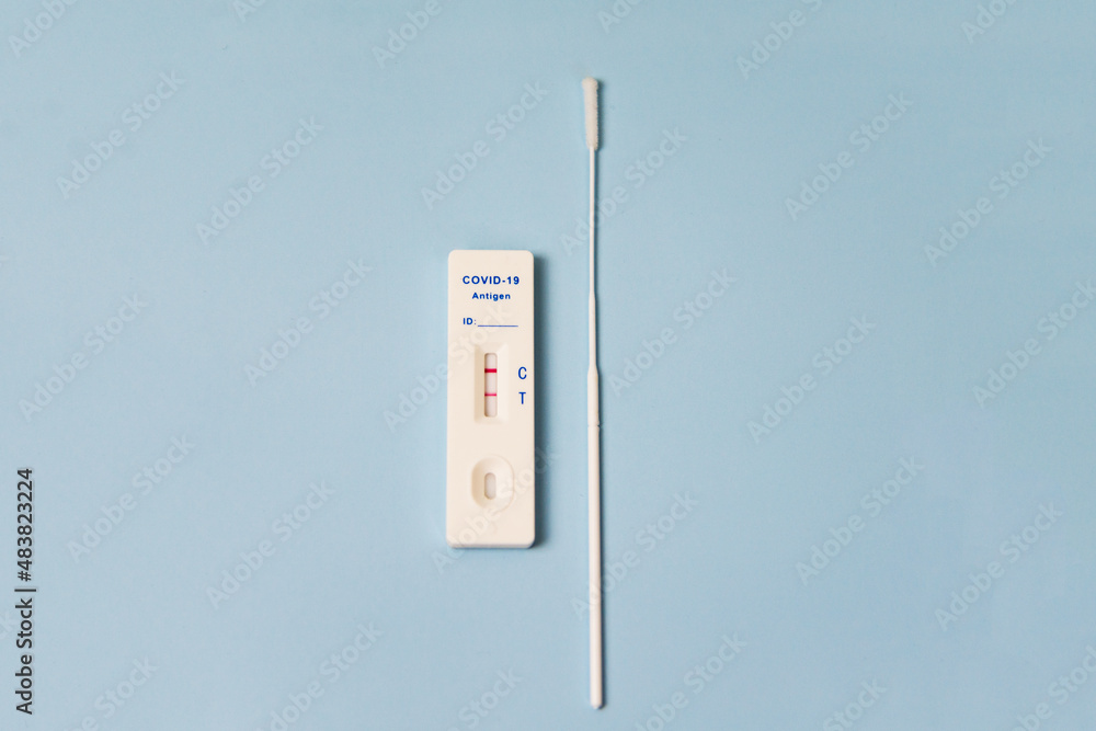 Covid-19 rapid antigen test kit. Positive test result using rapid ...