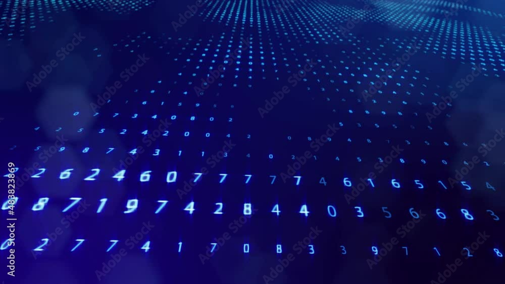 3d loop background, concept of digital data processing, calculation and visualization of ...
