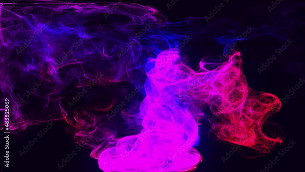 Glow particles spread in camera like Ink effect. Emitter ball emit ...