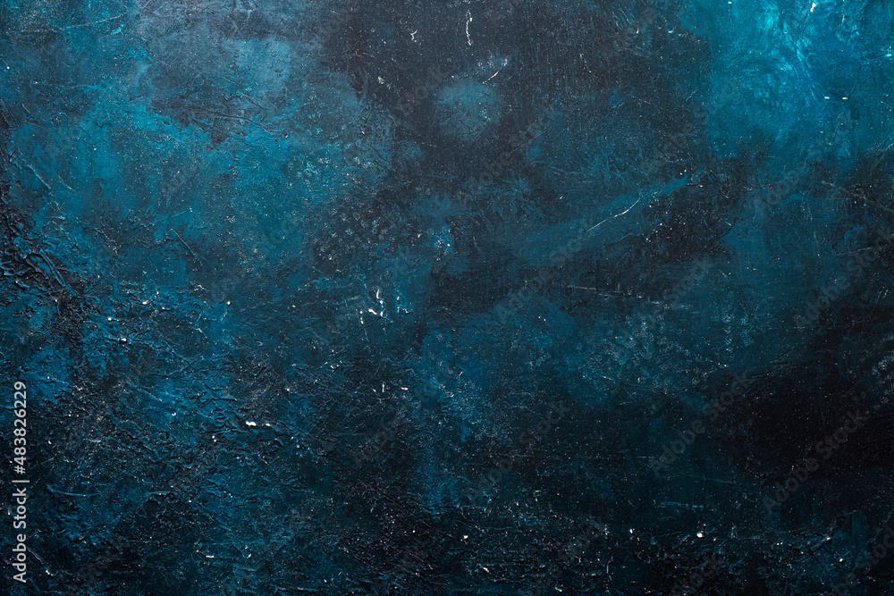 Blue old scratched painted texture or background with grain elements ...