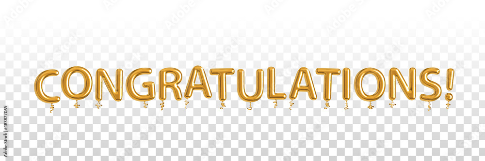 Vector realistic isolated golden balloon text of Congratulations on the ...