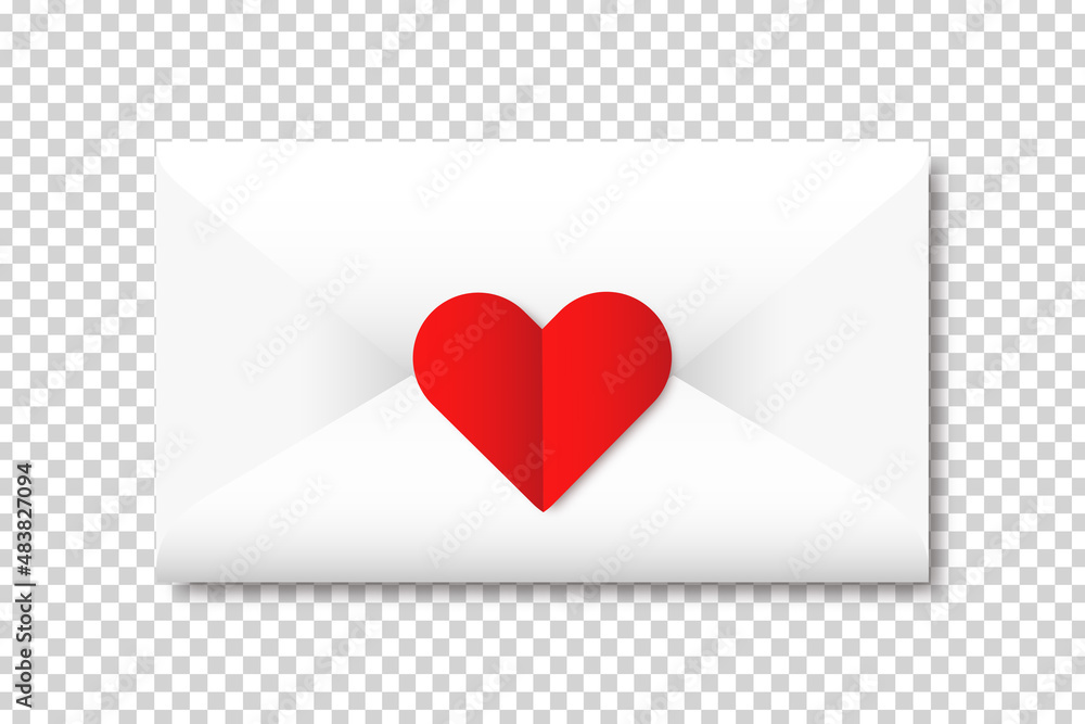 Vector realistic isolated envelope with a heart on the transparent ...