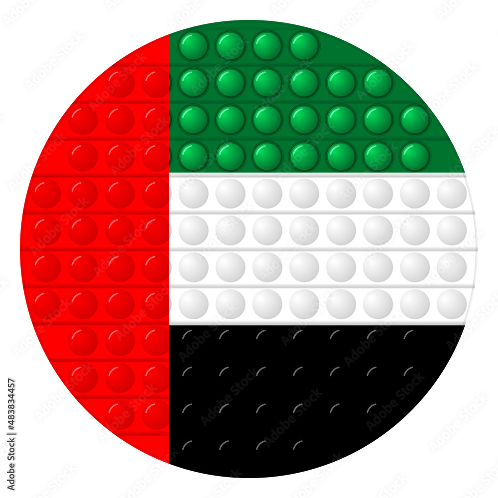 Glass light ball with flag of United Arab Emirates. Round sphere ...