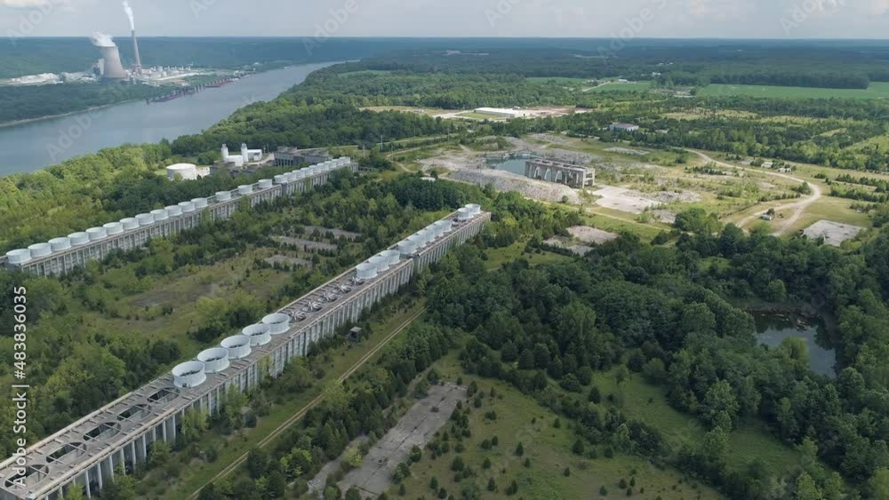 Aerial Footage of Ruins at an Abandoned Destroyed Former Nuclear Power ...