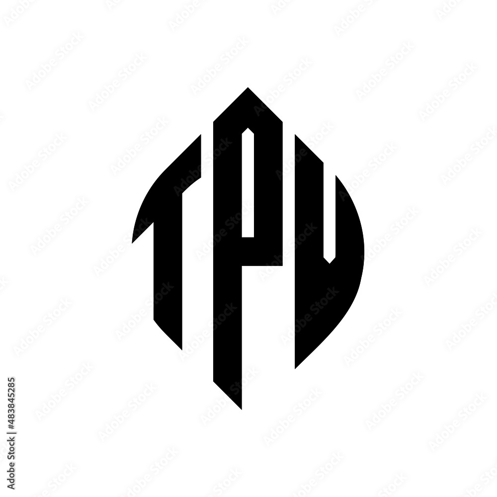 TPV circle letter logo design with circle and ellipse shape. TPV ...