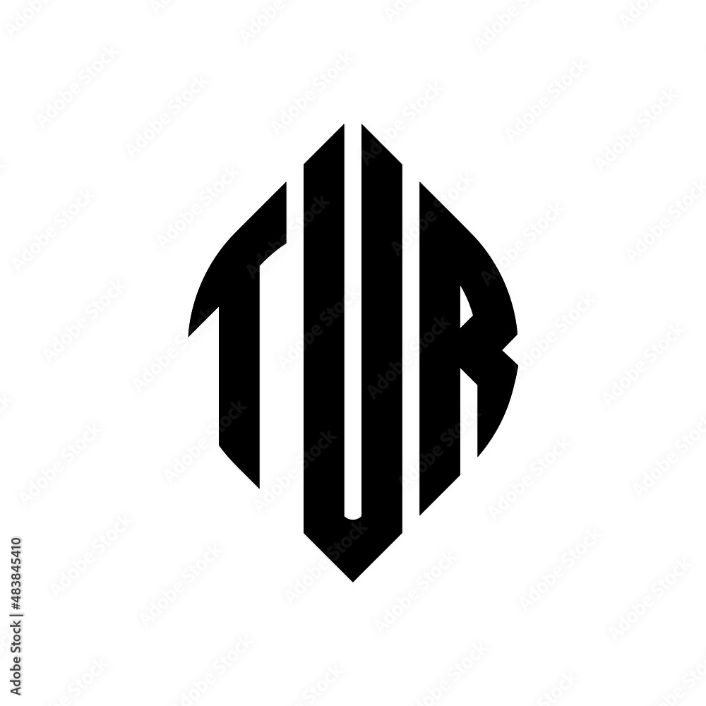TUR circle letter logo design with circle and ellipse shape. TUR ...