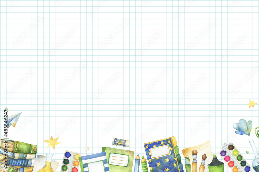 School, preschool, study, learning, education related banner with paper ...