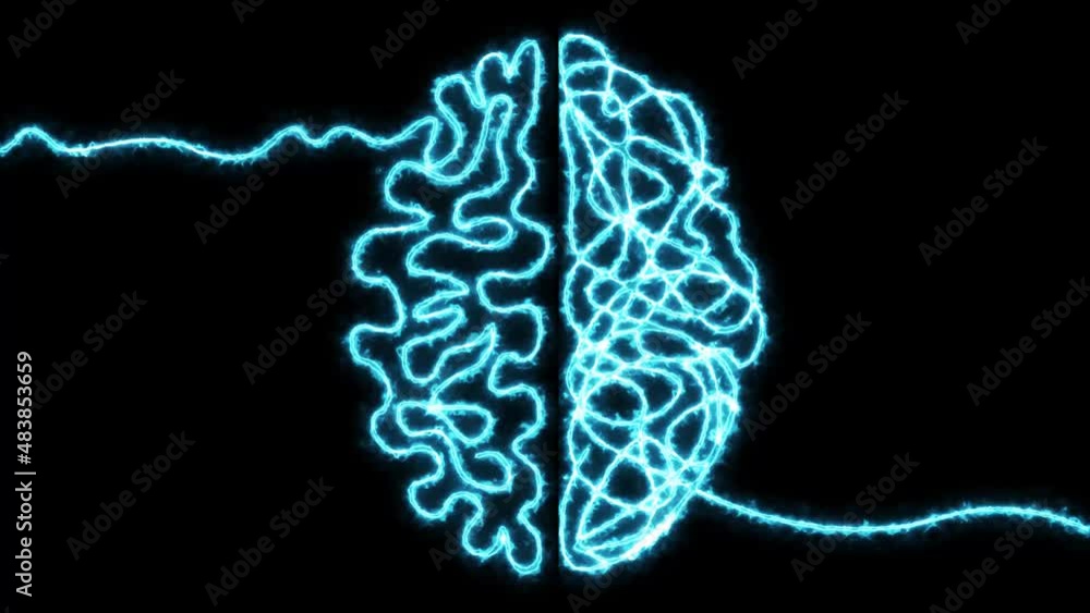 Electric Human Brain Concept with Two Different Parts Animation ...