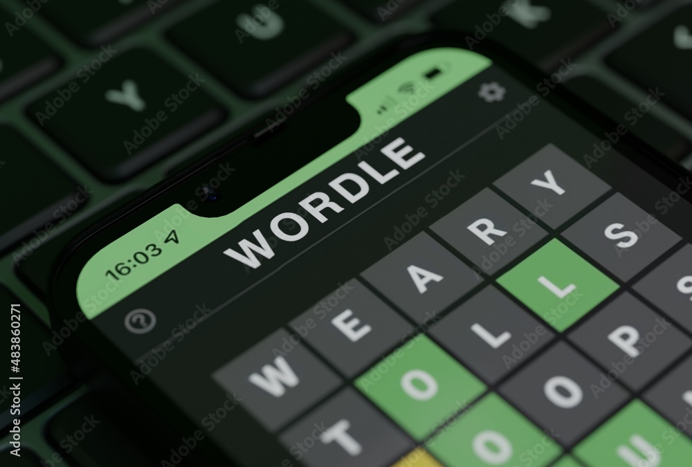 Wordle game on a phone screen Stock Photo | Adobe Stock