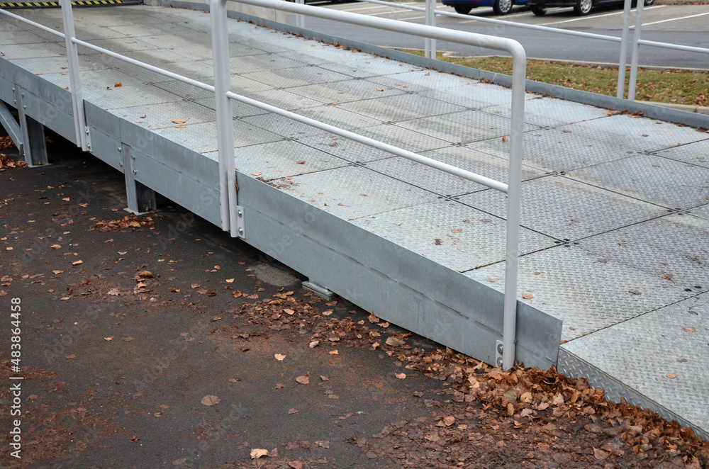 steel ramp for the entry of supply trucks into an industrial hall or ...