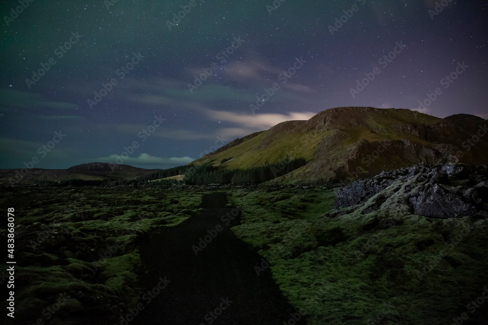 Ancient Lava fields in Iceland beside Þorbjörn mountain and the Blue ...